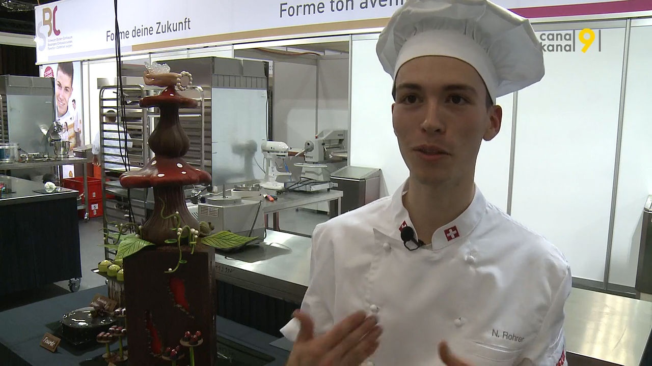 Le champion valaisan des pâtissiers-confiseurs Nicolas Rohrer démontre son talent aux ...